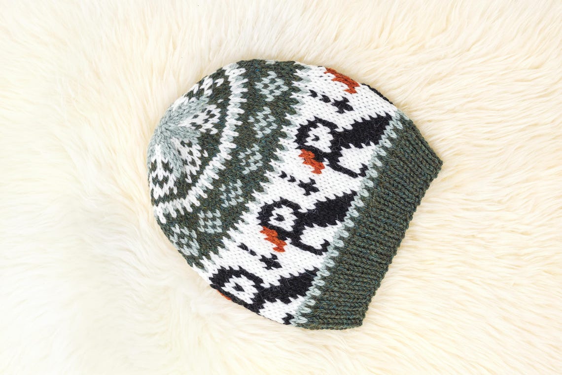 Puffin Hat Knitting Pattern PDF, Icelandic Bird Beanie for Adults ...