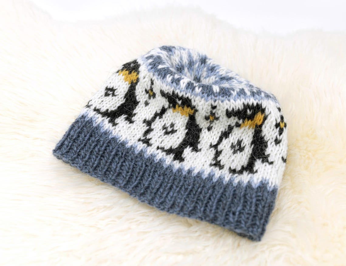 Penguin Hat Knitting Pattern PDF — Nordic Fair Isle Beanie Design - Etsy
