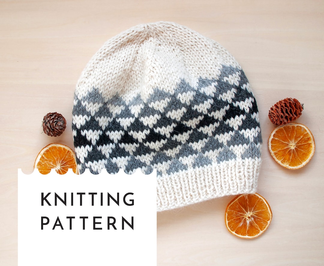 Triangles Hat Knitting Pattern PDF — Aran Beanie for Adults and Kids - Etsy