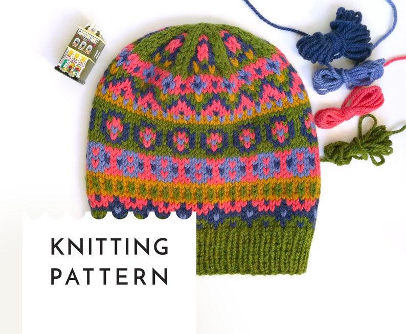 Fair Isle Hat Knitting Pattern PDF — Bergen Nordic Beanie Design - Etsy ...