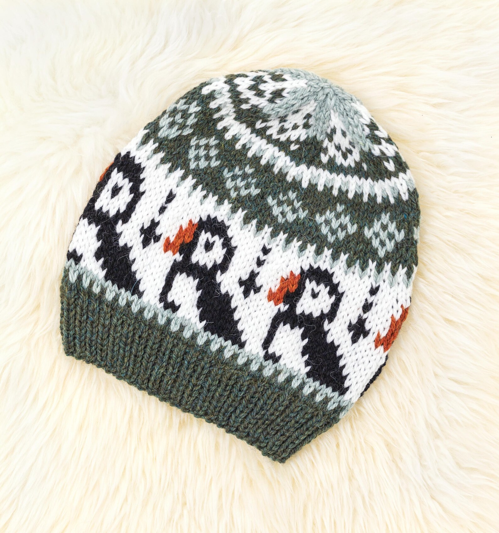 Puffin Hat Knitting Pattern PDF, Icelandic Bird Beanie for Adults ...