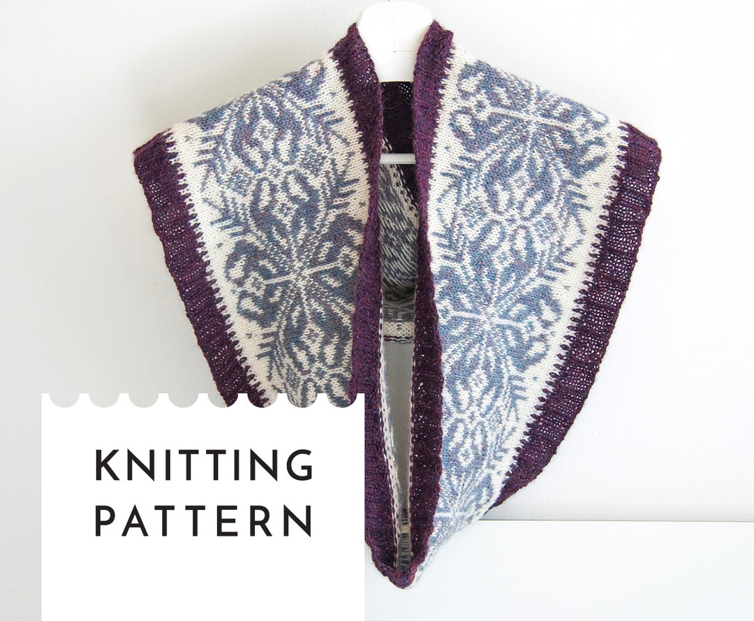 SNOWFLAKE Fair Isle Scarf Knitting Pattern, Knit Cowl Pattern PDF, Fair ...