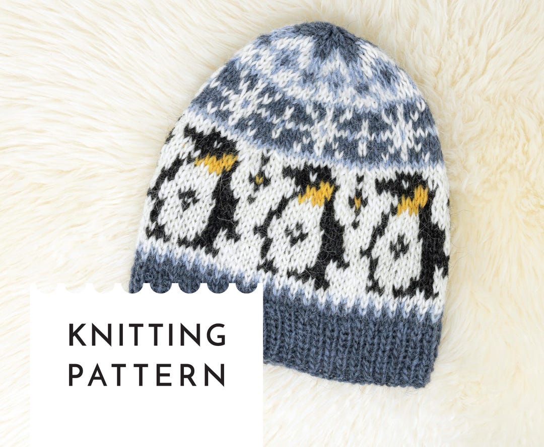 Penguin Hat Knitting Pattern PDF — Nordic Fair Isle Beanie Design - Etsy