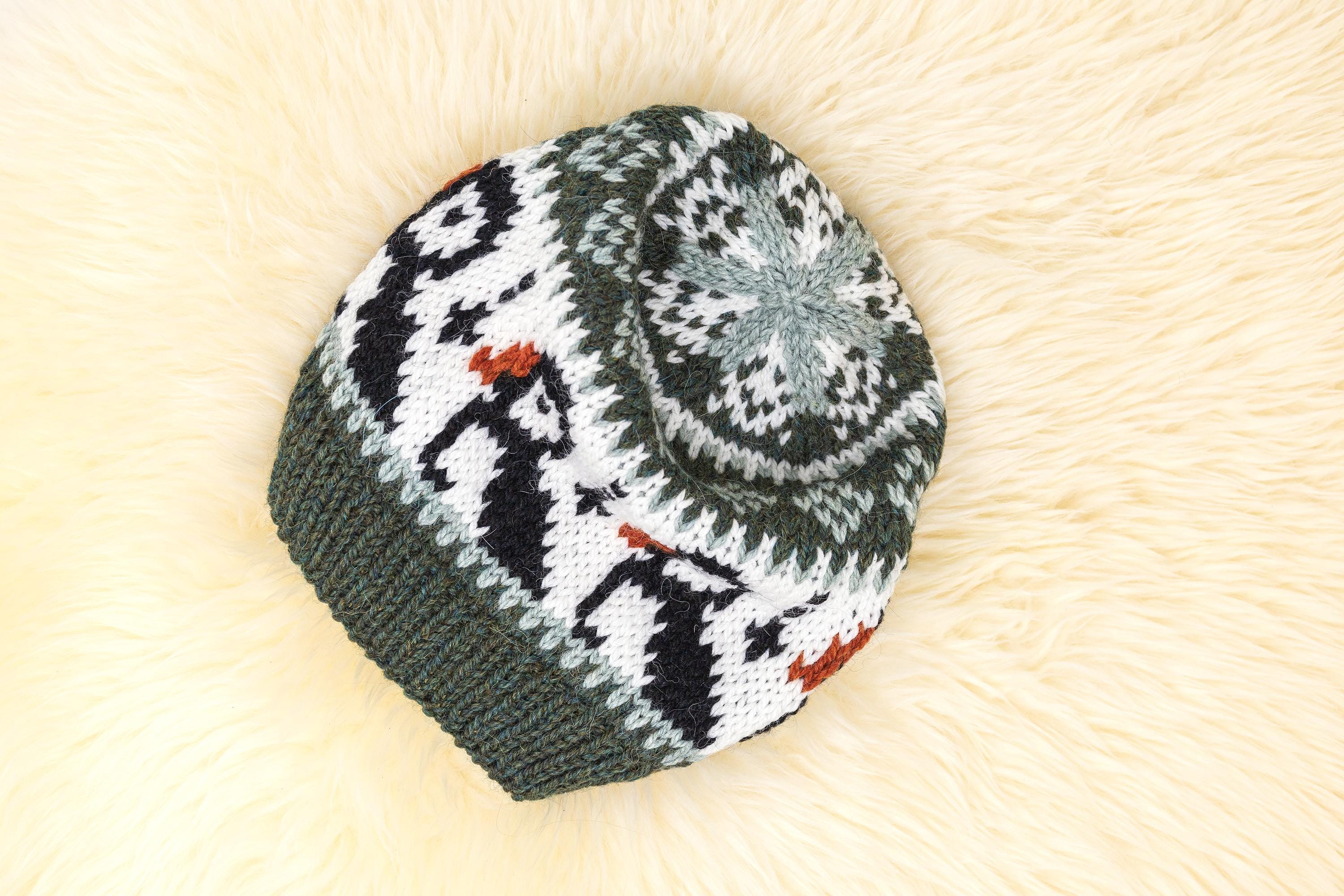 Puffin Hat Knitting Pattern PDF, Icelandic Bird Beanie for Adults ...