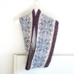 SNOWFLAKE Fair Isle Knitting Scarf Kit, DIY Alpaca Snood Knit Set ...
