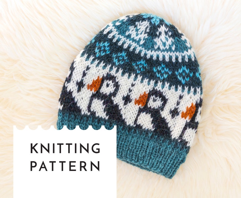 Puffin Hat Knitting Pattern PDF — Icelandic Bird Beanie Design for ...