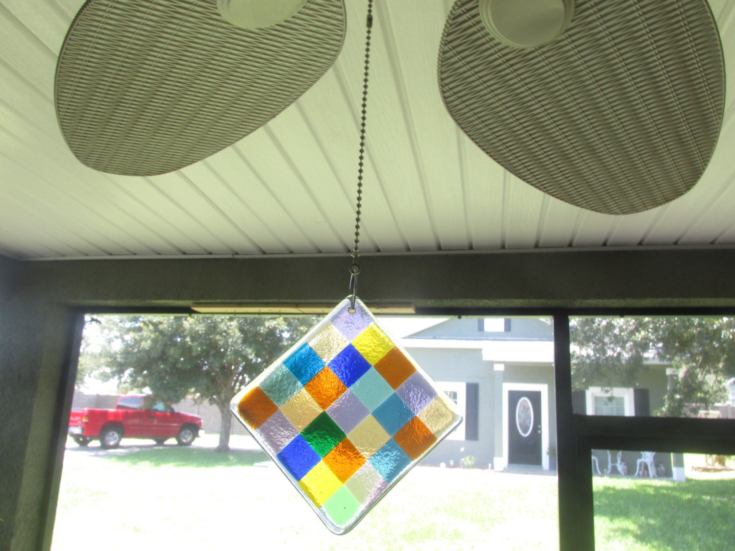 Fused Art Glass Mini Window Panel Suncatcher Multi-color Block | Etsy