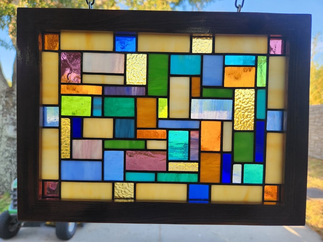 Stained Glass Window Panel roller Chop Framed 12 3/4 X 9 3/4 Including ...
