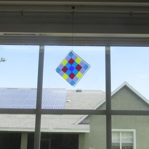Fused Art Glass Mini Window Panel Suncatcher Multi-color Block 6 - Etsy