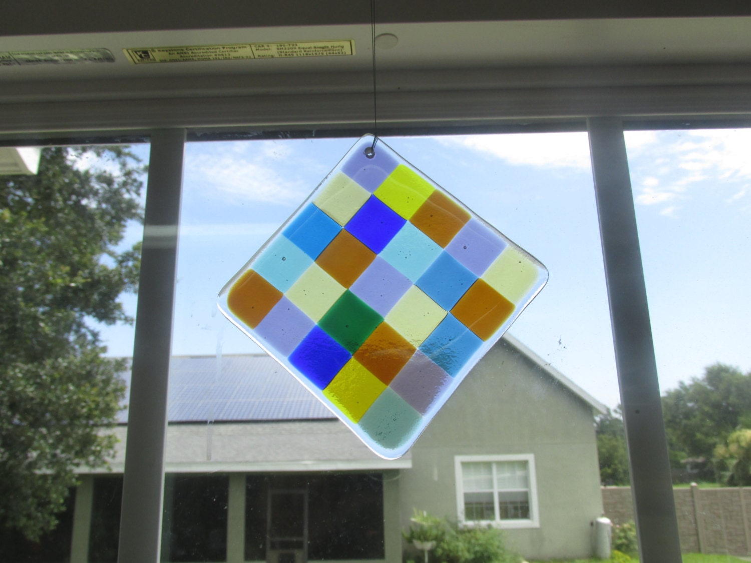 Fused Art Glass Mini Window Panel Suncatcher Multi-color Block | Etsy