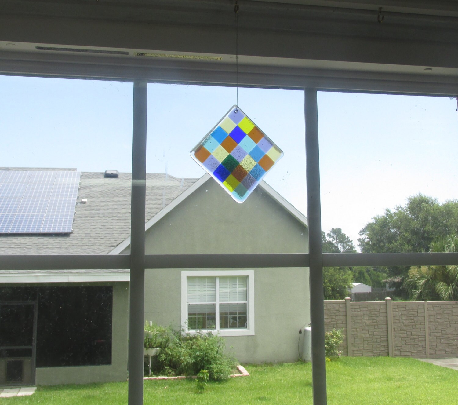 Fused Art Glass Mini Window Panel Suncatcher Multi-color Block | Etsy