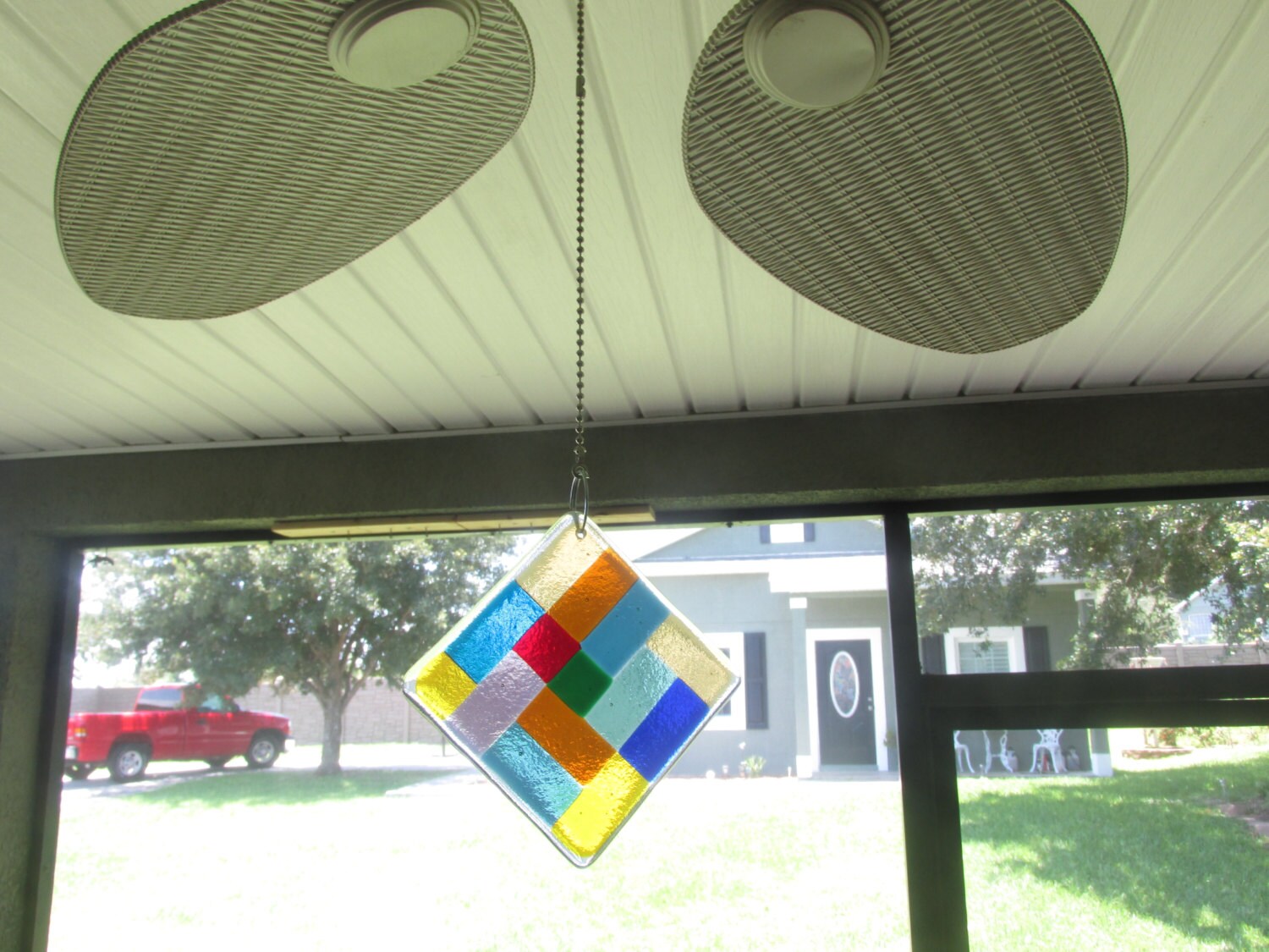 Fused Art Glass Mini Window Panel Suncatcher Multi-color Block - Etsy