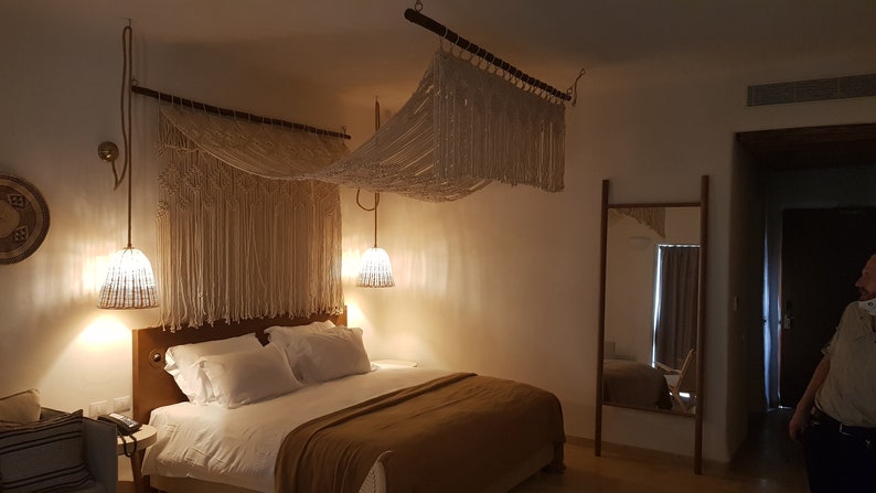 Macrame Bed Curtain, Canopy Bed Curtains, Boho Curtain, Romantic Room ...