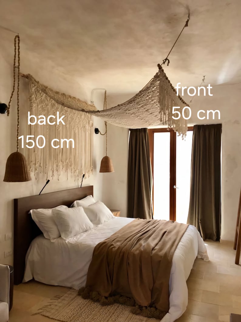 Macrame Bed Curtain, Canopy Bed Curtains, Boho Curtain, Romantic Room ...