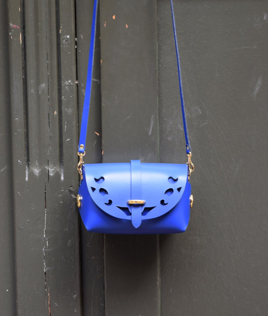 Blue Leather Crossbody Bag: Handmade Royal Blue Handbag - Etsy
