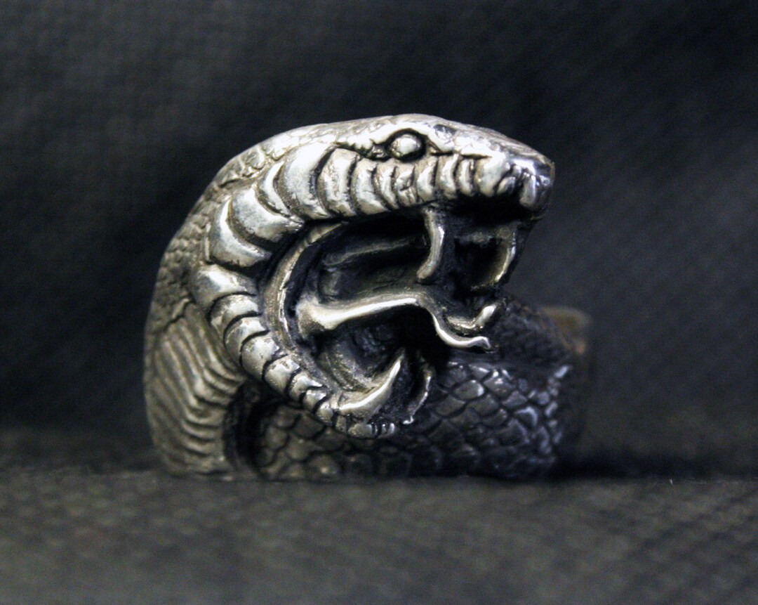Silver Snake Ring Serpens - Vicious Hand Carved Sterling Silver Venom ...