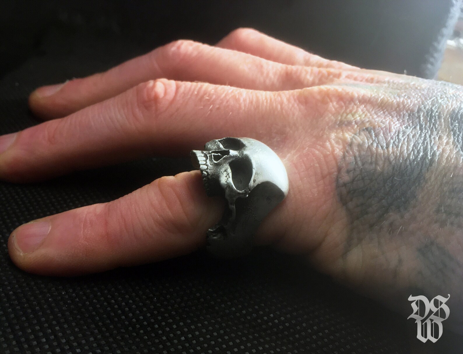 Skull Ring Silver Cranium Halfjaw Anatomical Handcarved Mens - Etsy
