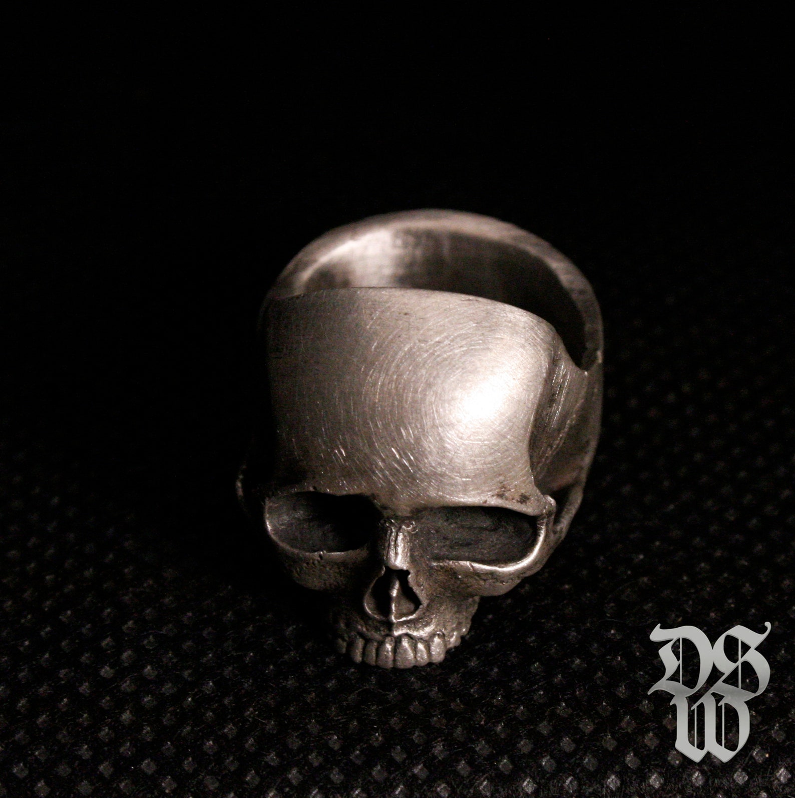 Skull Ring Silver Cranium Halfjaw Anatomical Handcarved Mens - Etsy
