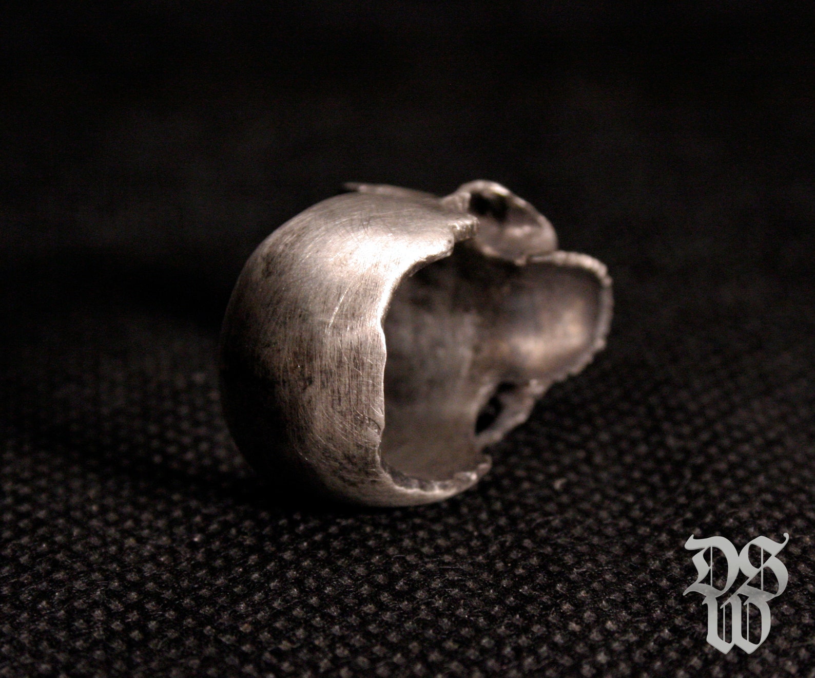 Skull Ring Silver Cranium Halfjaw Anatomical Handcarved Mens - Etsy