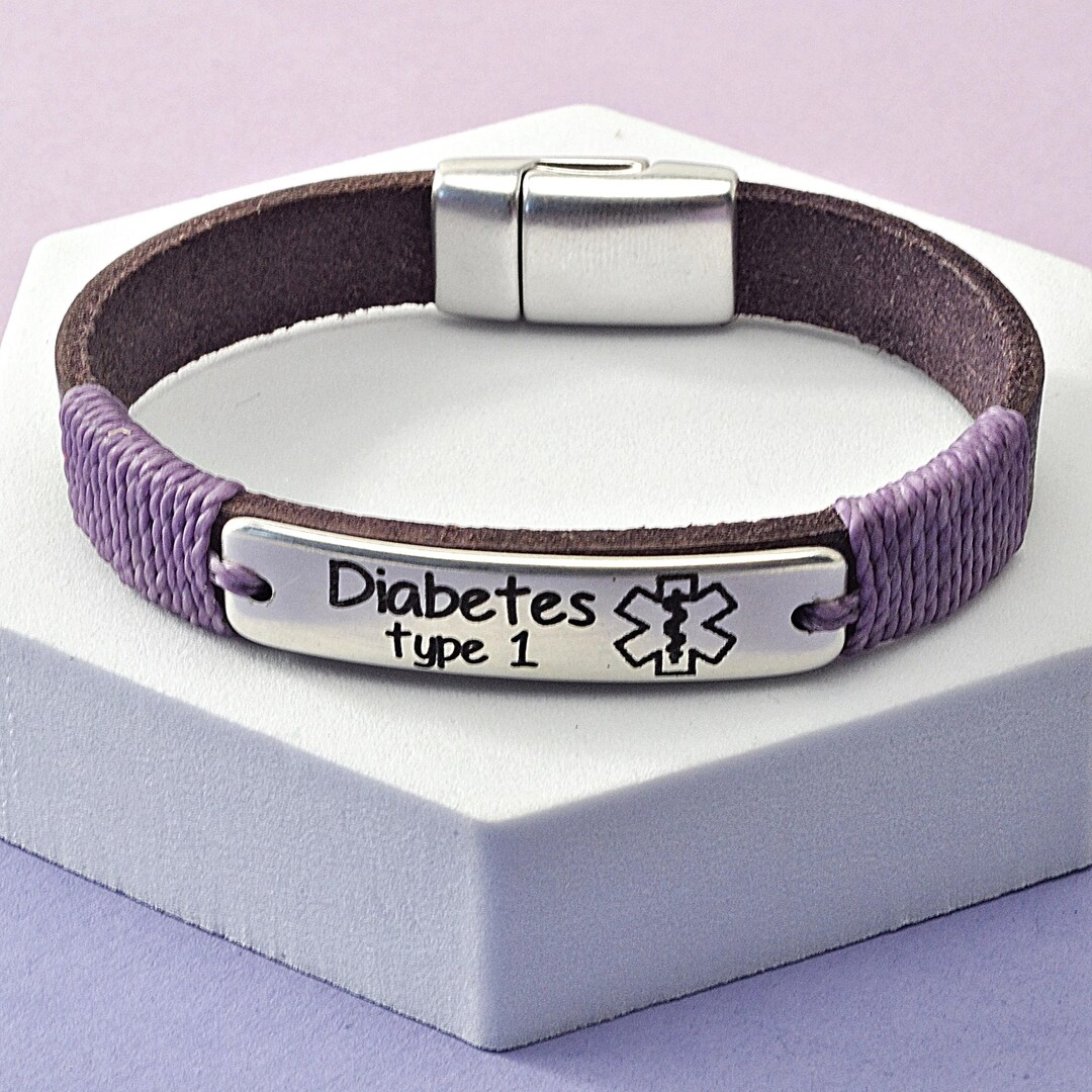 Personalized Diabetes Medical ID Bracelet: Custom Engraved Alert ...