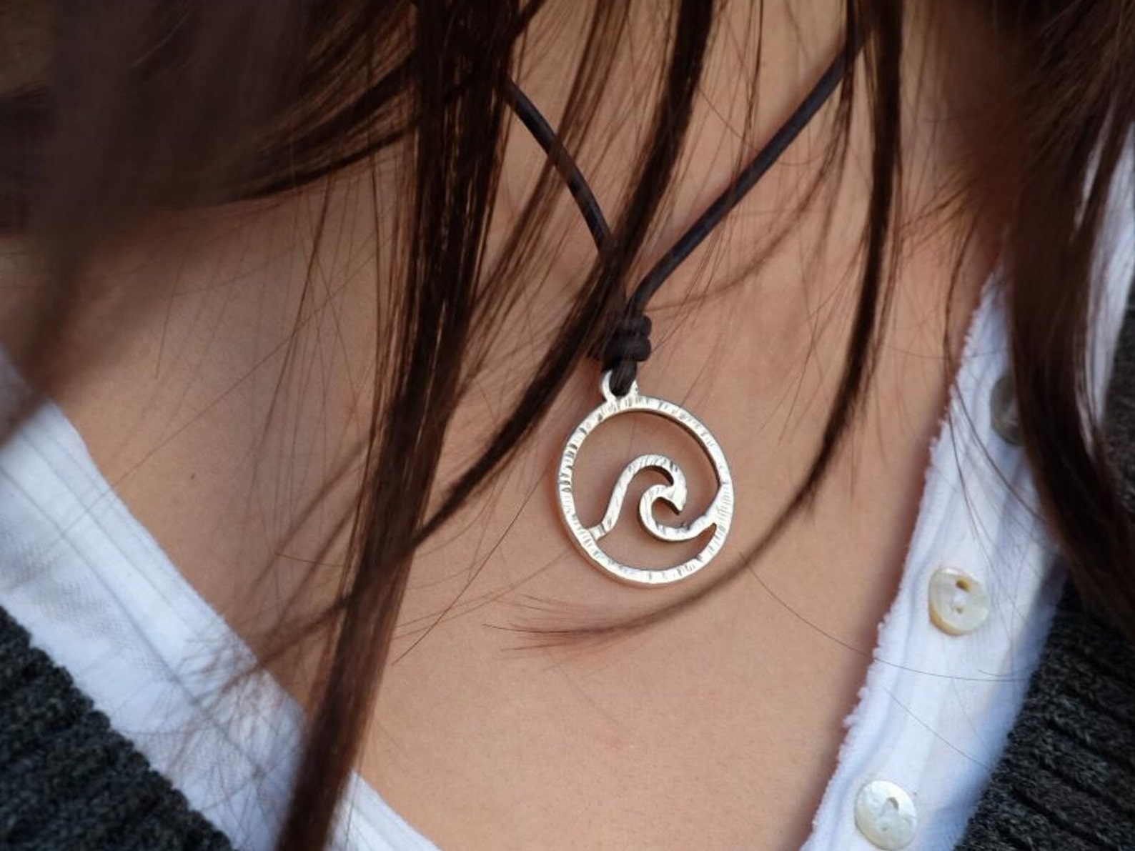 Cool Surfer WAVE Pendant NECKLACE Silver Surf Pendant Choker - Etsy