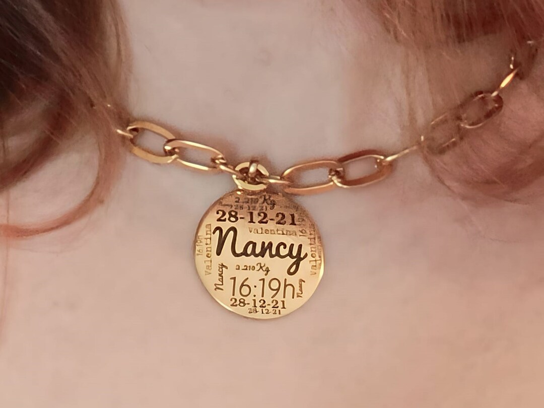 Personalized First Time Mom Necklace: Engraved Birth Stats, 24k Gold ...