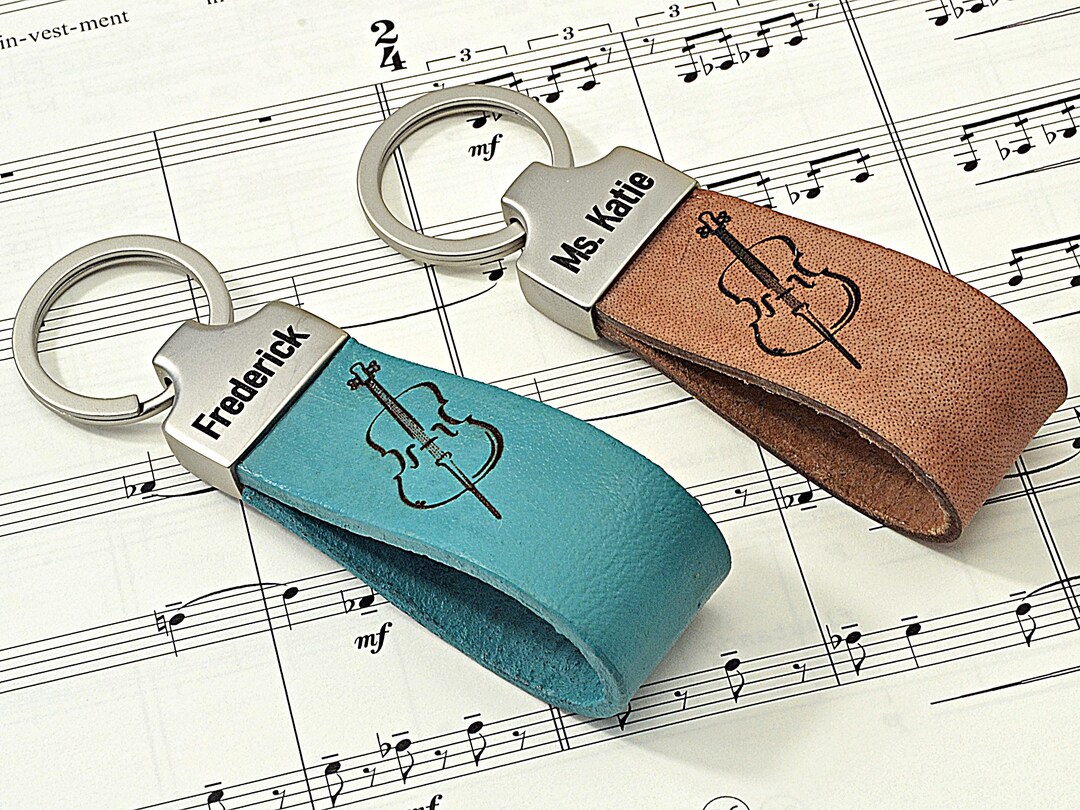 Personalized Leather Music Keychain: Custom Instrument Keychain - Cello ...