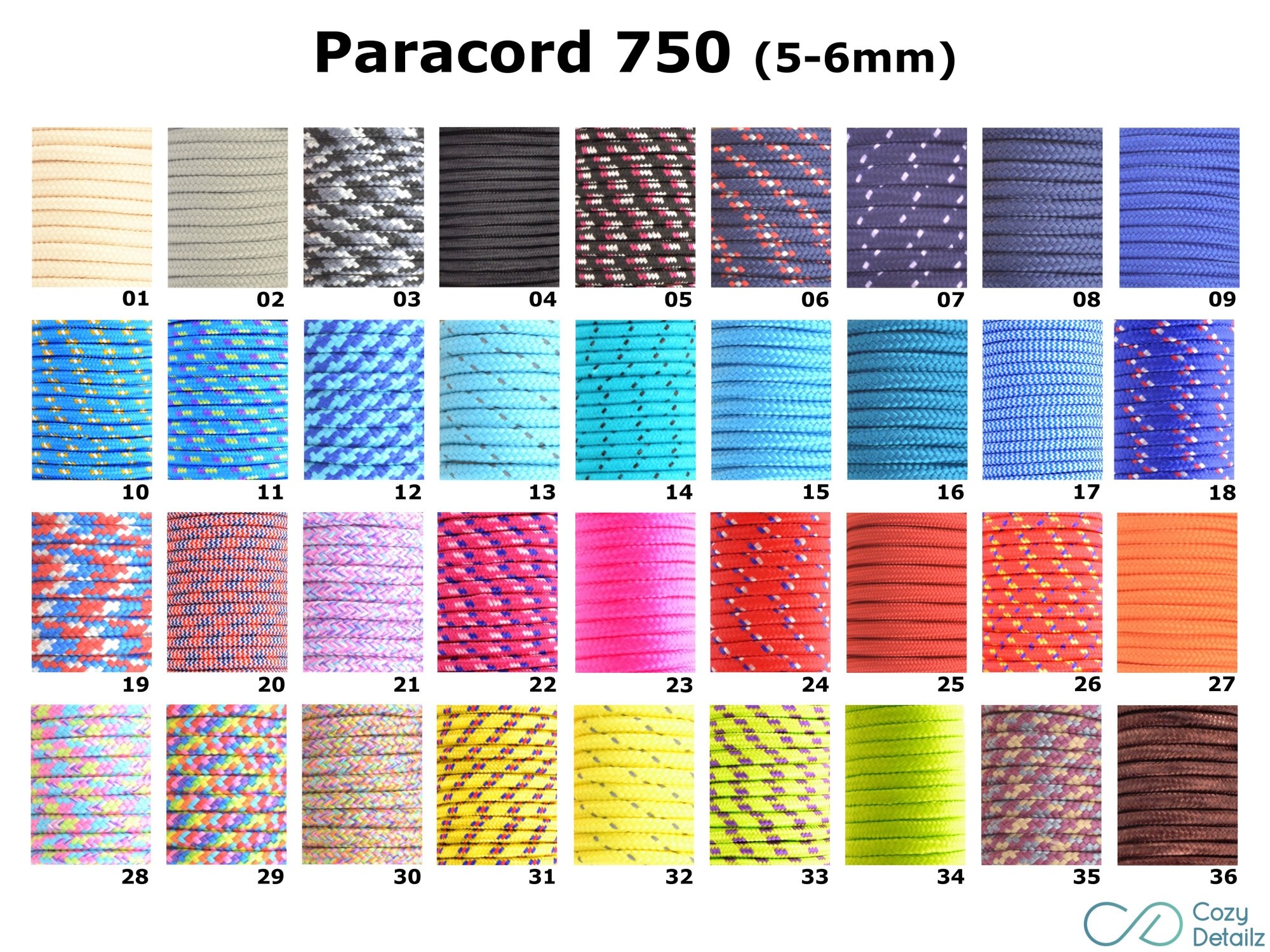 Paracord Bracelet Color Chart