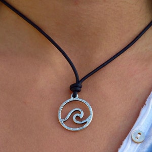 Cool Surfer WAVE Pendant NECKLACE Silver Surf Pendant Choker - Etsy