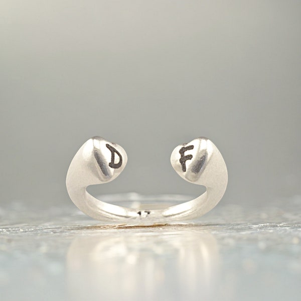 Two Initial Ring - Etsy