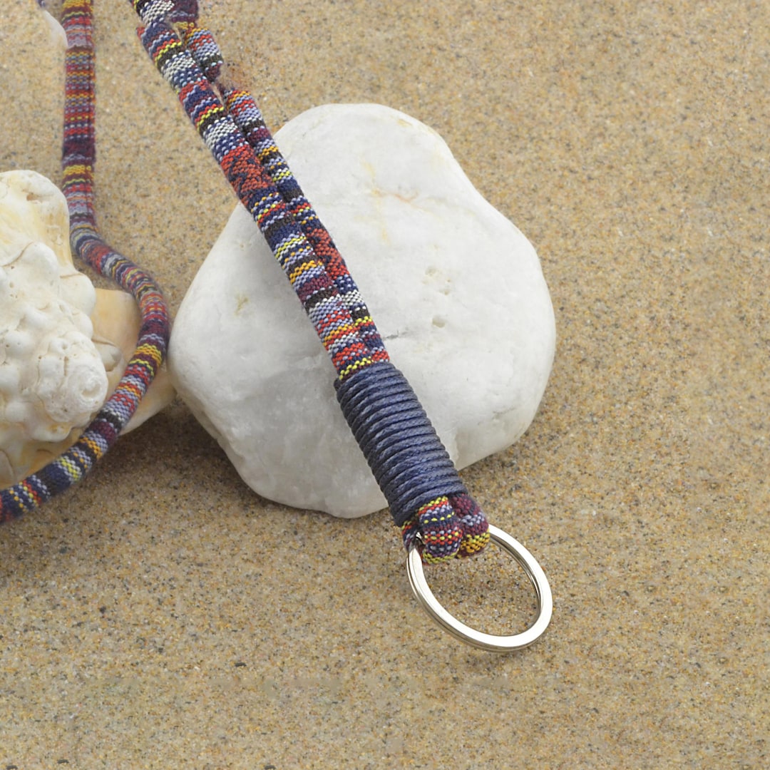 Custom Surfer Lanyard Necklace – Multicolor Cotton Key Holder – Boho ...