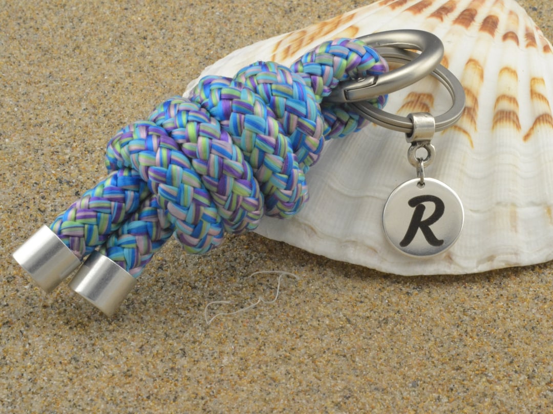 Custom Initial Paracord Keychain – Nautical Knot Keyring, Beach ...
