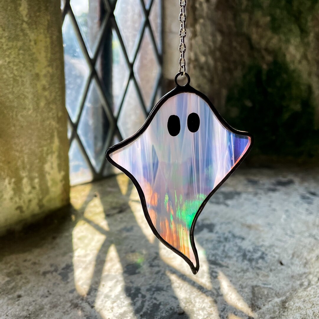 Stained Glass Ghost, Halloween Decoration, Crystal Suncatcher - Etsy