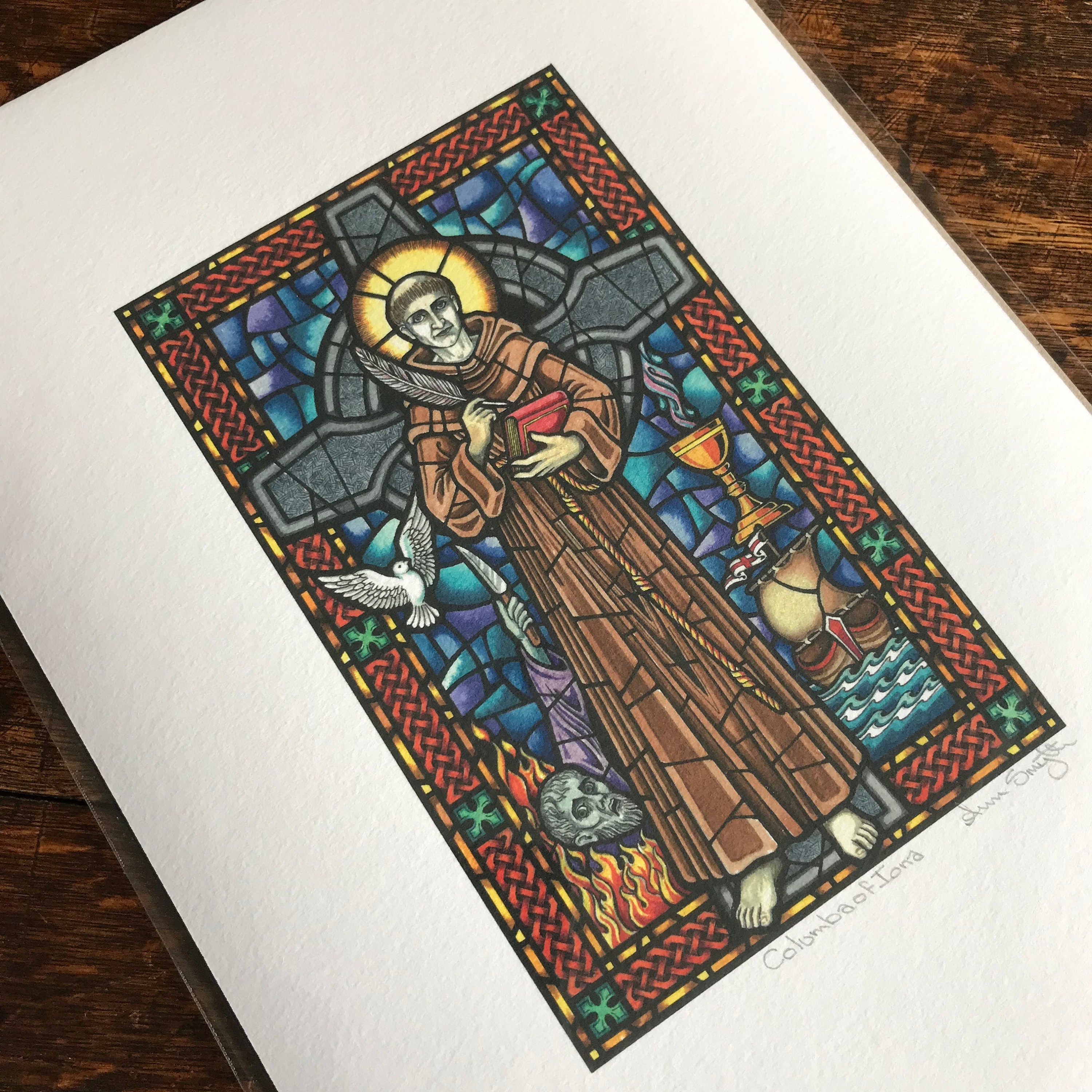 Saint Columba of Iona Giclée Print Saint Columb Saint | Etsy