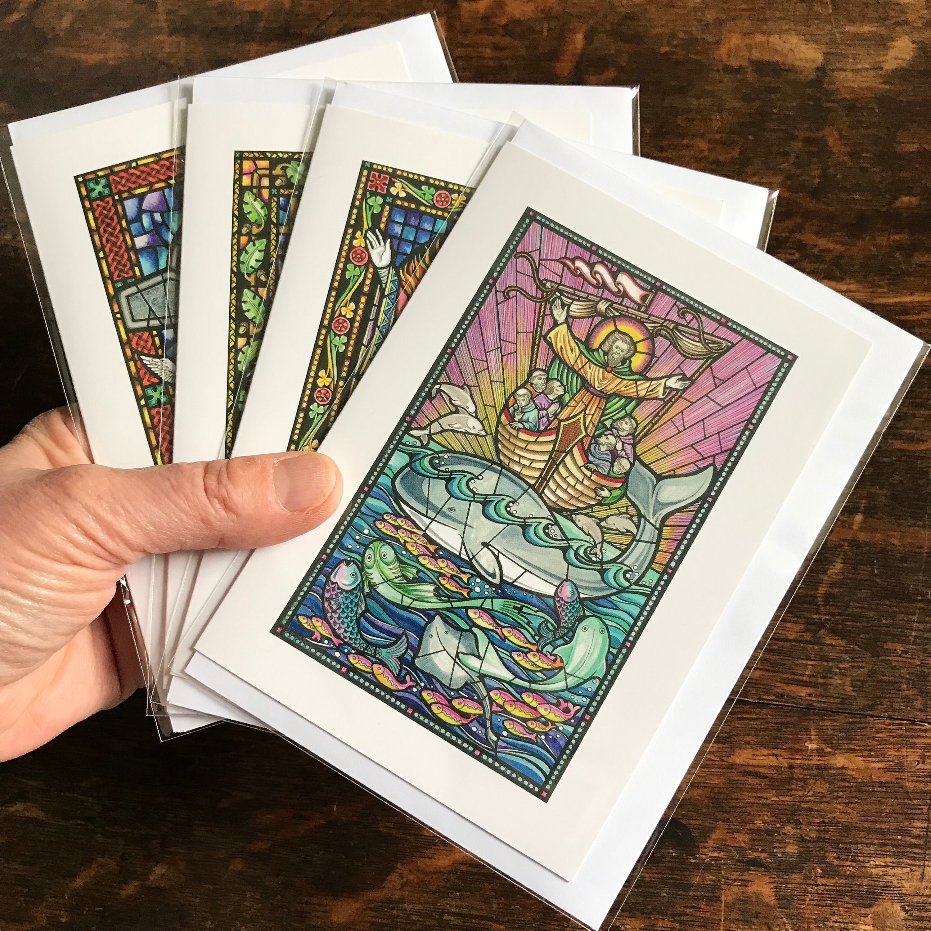 Stained Glass Greeting Cards Set from Original Artwork Irish | Etsy