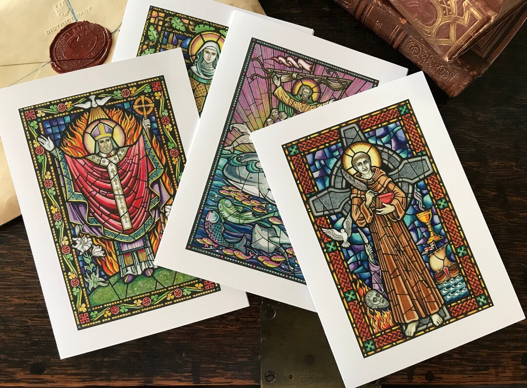 Stained Glass Greeting Cards Set From Original Artwork, Irish Saints ...