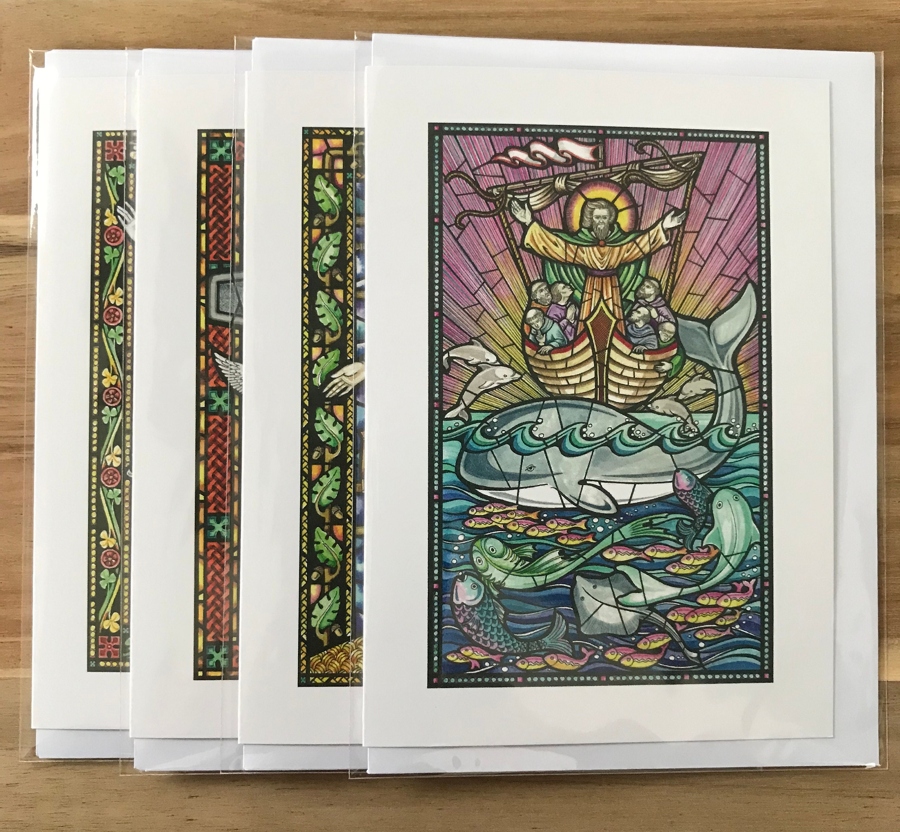 Stained Glass Greeting Cards Set From Original Artwork Irish - Etsy UK