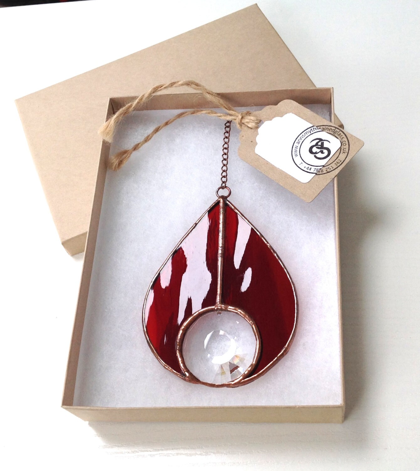 Red Stained Glass Crystal Raindrop Suncatcher - Etsy UK