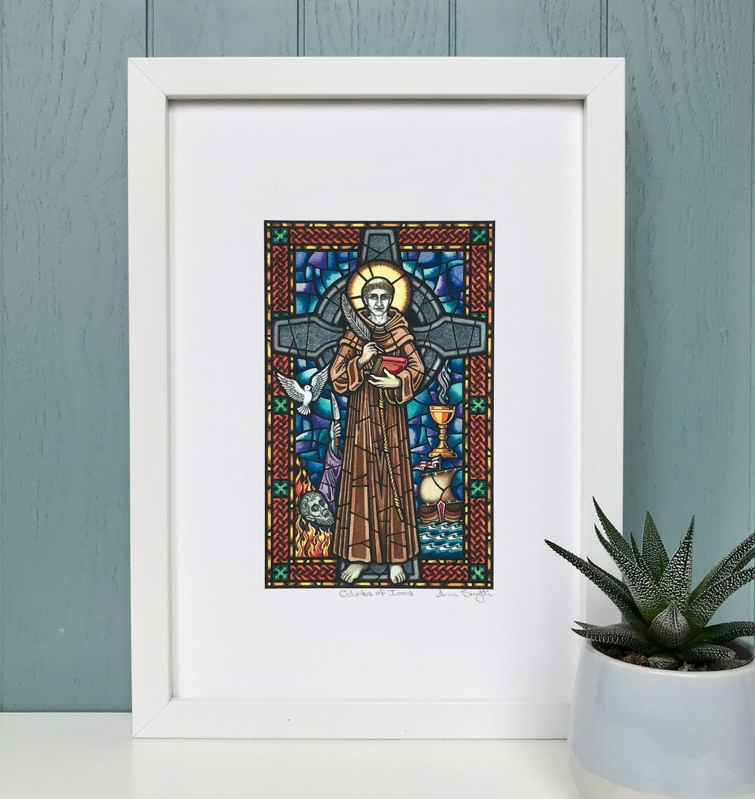Saint Columba of Iona Giclée Print, Saint Columb, Saint Colmcille ...