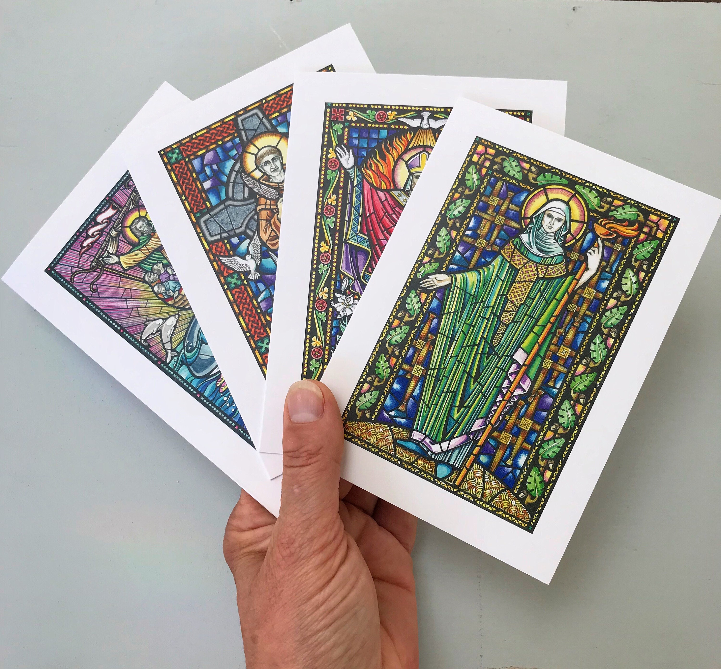 Stained Glass Greeting Cards Set From Original Artwork Irish - Etsy UK
