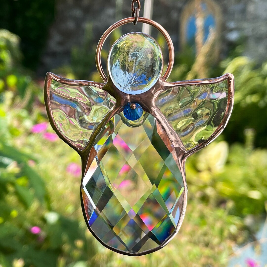 September Birthday Angel, Sapphire Birthstone, Stained Glass Angel ...