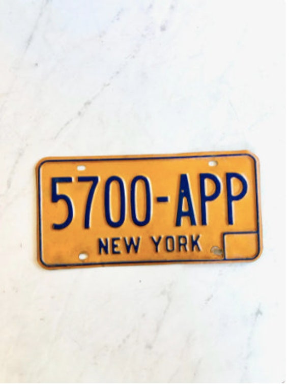 Vintage Yellow and Blue New York License Plate Collectible - Etsy