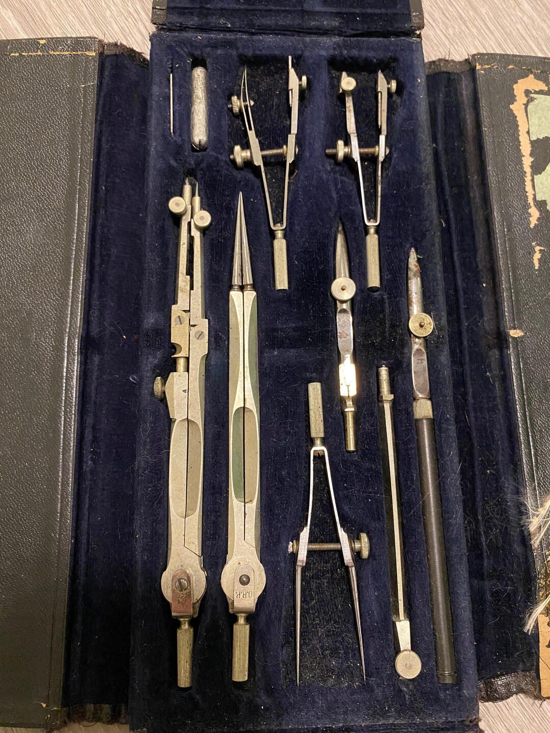 Vintage Drafting Drawing Tools Compass Set Engineering Architectural 1910 1920s Black Case