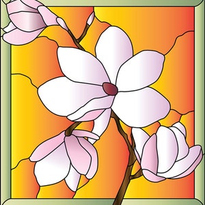 Stained Glass Pattern Magnolia Download Pdf Suncatcher Glass Panel ...