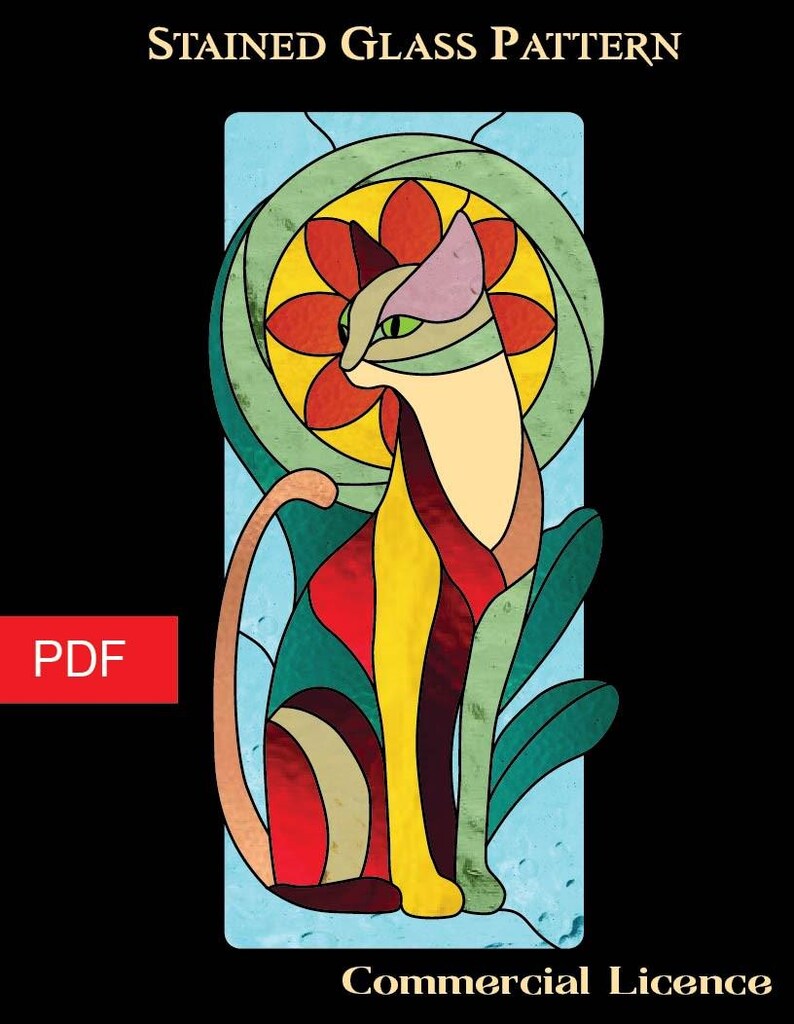 Siamese Cat Stained Glass Pattern PDF Celebrate Feline Elegance - Etsy