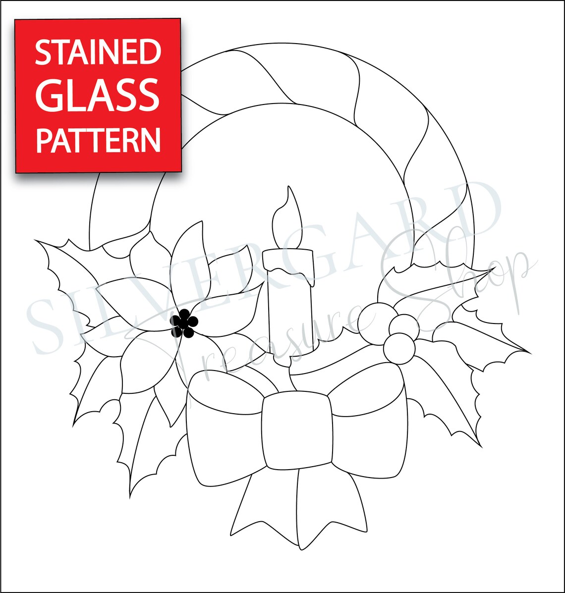 Stained Glass Patern Christmas Wreath Download Pdf Advanced With Guide ...
