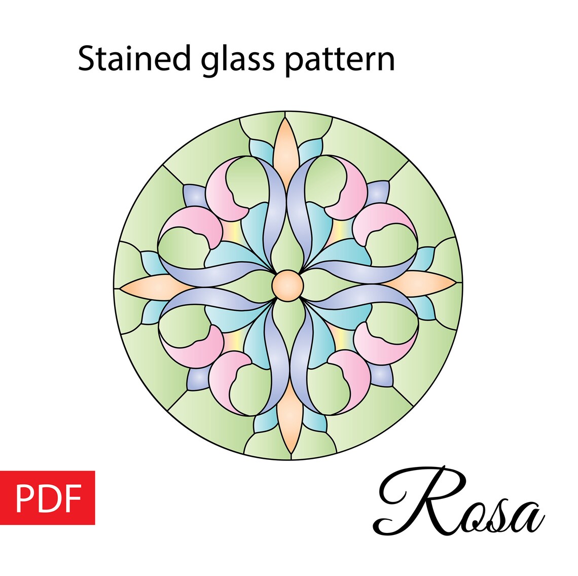 Stained Glass Patten MANDALA ROSA Instant Download Digital Pattern ...