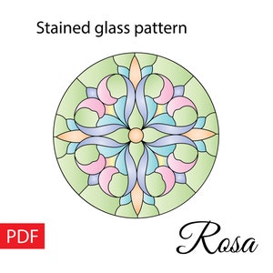 Stained Glass Patten MANDALA ROSA Instant Download Digital Pattern ...