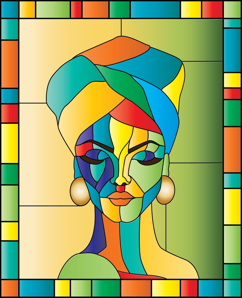 Stained Glass Pattern African Beauty Woman Portrait Download - Etsy