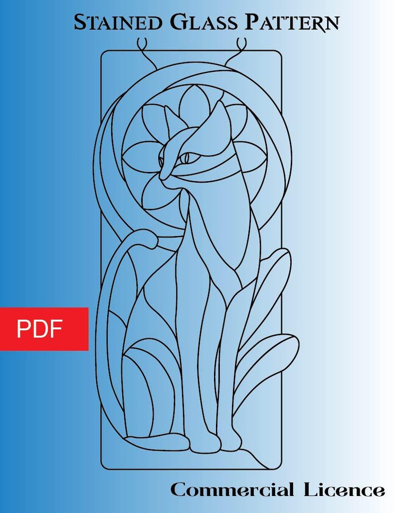 Siamese Cat Stained Glass Pattern PDF Celebrate Feline Elegance - Etsy